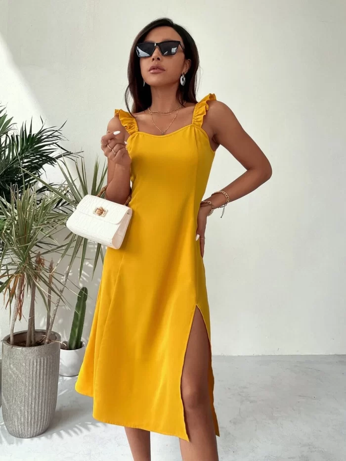 Ruffle Armhole Split Thigh Dress ⋆ Women's Store