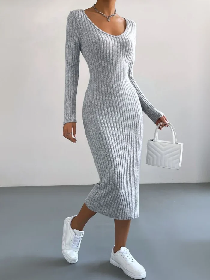 Shein Ezwear Ribbed Knit Bodycon Dress ⋆ Womens Store