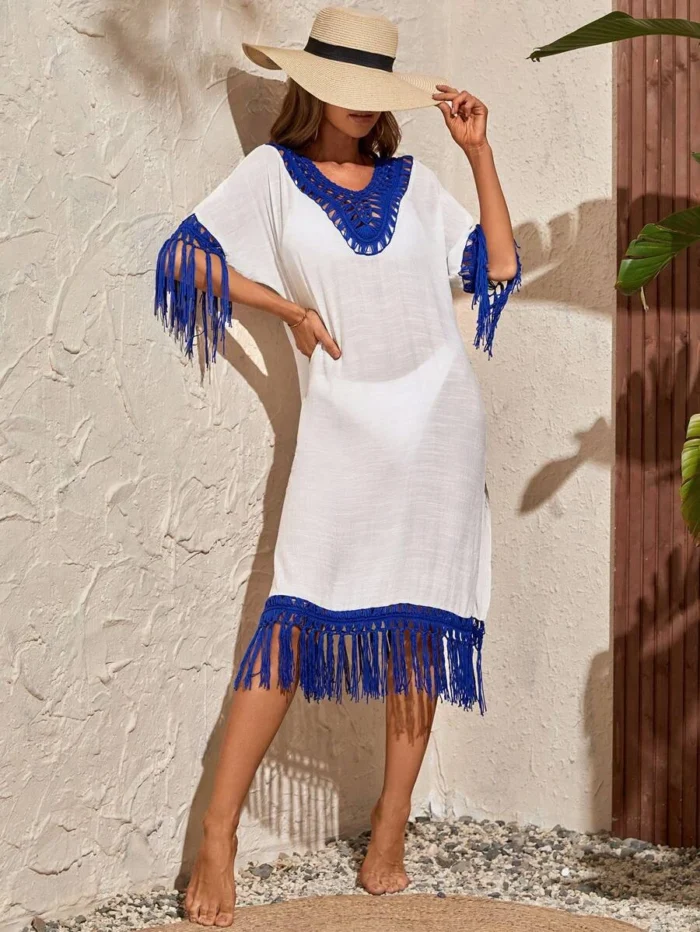 SHEIN Split Thigh Fringe Hem Cover Up ⋆ Women's Store