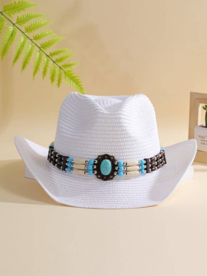 Turquoise Decor Straw Hat ⋆ Women's Store